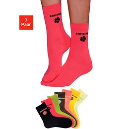 H.I.S. H.I.S Socken Packung, 7 Paar tlg. für Kinder mit Blumenmotiv weiß, gelb, rosa, braun, grün, pink, schwarz 23-26 23-26 Multipack Wochentagssocken...
