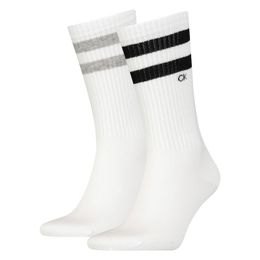 Calvin Klein Socken »CK MEN SOCK 2P STRIPES« 2 Paar tlg. CK Branding, gestreiftes Bündchen White 43-46 43-46 Herren Crew Socken von Calvin Klein