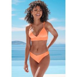 Venice Beach Damen Triangel-Bikini-Top &raquo;Lucky&laquo; aus gerippter Strukturware rot 36, Cup C/D