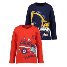 Blue Seven Langarmshirt &raquo;Jungen Langarmshirts&laquo; 2 Stk. M01 - TOMATE+ULTRAMARIN 92 92 Super coole Langarmshirts von Blue Seven f&uuml;r Baufahrzeug-Liebhaber