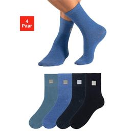 Bench. Basicsocken Packung, 4 Paar tlg. mit Weblabel 1x dunkel marine, 1x marine meliert, 1x jeans, 1x jeans meliert 35-38 35-38 Basic Socken mit...