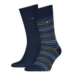 Tommy Hilfiger Socken »TH MEN SMALL STRIPE SOCK 2P« 2 Paar, 2 Paar tlg. -Branding navy 39-42 39-42 Gekämmte Baumwolle
