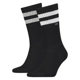Calvin Klein Socken »CK MEN SOCK 2P STRIPES« 2 Paar tlg. CK Branding, gestreiftes Bündchen Black 39-42 39-42 Herren Crew Socken von Calvin Klein