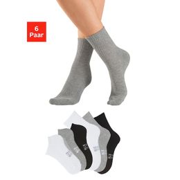 H.I.S. H.I.S Damen Sportsocken Packung, 6 Paar tlg. Fitness Pack mit zwei L&auml;ngen in einer Packung schwarz 35-38