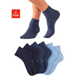Bench. Herren Kurzsocken Packung, 6 Stk. tlg. mit eingestricktem Markenlogo im B&uuml;ndchen blau 39-42