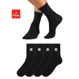 Bench. Basicsocken Packung, 4 Stk. tlg. mit Weblabel 4x schwarz 35-38 35-38 Basic Socken mit Web Label
