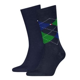 Tommy Hilfiger Socken »TH MEN SOCK CHECK 2P« 2 Paar, 2 Paar tlg. mit klassischem Argyle-Design Cobalt Blue 39-42 39-42 Gekämmte Baumwolle
