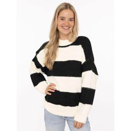Zwillingsherz Damen Strickpullover &raquo;"Blockstreifen"&laquo; Rundhalsausschnitt, mit breiten Streifen und Wollanteil L/XL