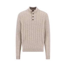 Fynch-Hatton Herren Fynch-Hatton Troyer Strickpullover mit Zopfmuster und Knopfleiste, Woll-Anteil L