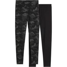 bonprix Leggings schwarz camouflage + schwarz 36/38 (S) - N-Gr N-Gr 36/38 (S) Leggings im praktischen Doppelpack für vielseitige Tragemöglichkeiten
