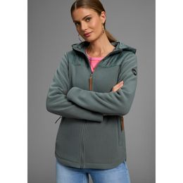 Polarino Damen Hybridjacke mit Kapuze mit wattiertem Schulterbereich, &Uuml;bergangsjacke 44