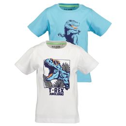 Blue Seven T-Shirt &raquo;T-Shirts&laquo; 2 Stk. M01 - WEISS+T&Uuml;RKIS 110 110 2er Pack Jungen T-Shirts mit gro&szlig;en Frontdrucken