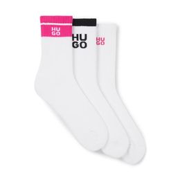 HUGO UNDERWEAR Socken »3P QS LOGO RIB CC« Packung, 3er Pack, 3 Stk. tlg. mit kontrastfarbenen Logoschriftzug White 100 35-38 35-38 3er Pack Socken...