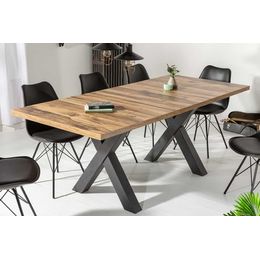 Riess Ambiente Industrial Esstisch MONTREAL 140-190cm natur schwarz Eiche-Design Holz ausziehbar X-Gestell Riess-Ambiente Esszimmertisch rechteckig 8+ Personen