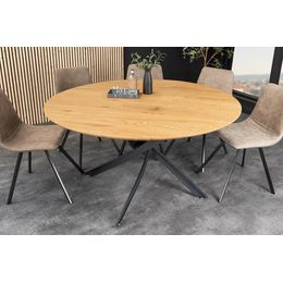 Riess Ambiente Runder Esstisch HELIX 120cm natur Wildeiche schwarze Metallbeine Sterngestell Riess-Ambiente Esszimmertisch K&uuml;chentisch 4 Personen