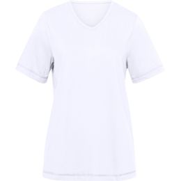 Damen Kurzarmshirt mit Seitenschlitzen wei&szlig;, Gr&ouml;&szlig;e 54