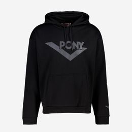 Pony Schwarzer Kapuzenpullover mit Logo-Aufdruck