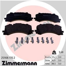 Zimmermann Bremsbelagsatz, Scheibenbremse 25908.170.2 vorne rechts links Foto entspricht Lieferumfang f&uuml;r VAG 4M0698151AH 4N0698151K 4M0698151K