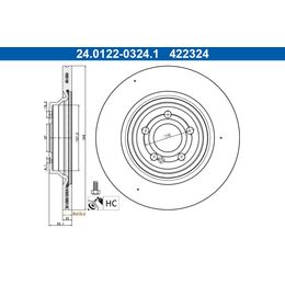 ATE Bremsscheibe 24012203241 bel&uuml;ftet 345mm 22mm f&uuml;r MERCEDES-BENZ