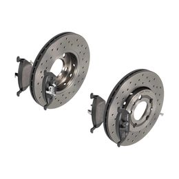 Brembo Bremsensatz-Vorderachse XTRA LINE / STANDARD SK8K0F4FP6 Bremsensatz, Scheibenbremse vorne rechts links Gelocht/innenbel. 256mm f&uuml;r SKODA VW (SV