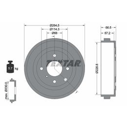 TEXTAR Bremstrommel hinten rechts links f&uuml;r NISSAN 432063LG0A 43206JX00A 94046400