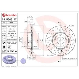 Brembo Bremsscheibe 09b3434x 280mm 25mm f&uuml;r MERCEDES-BENZ
