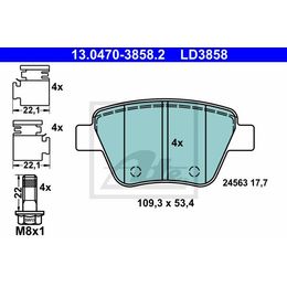 ATE Bremsensatz, Scheibenbremse Bremsensatz-Vorn und Hinten SG00000DWI Vorderachse bel&uuml;ftet 288mm 25mm f&uuml;r VAG Skoda SEAT