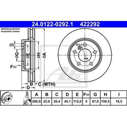 ATE Bremsensatz-Vorderachse Bremsensatz, Scheibenbremse vorne rechts links bel&uuml;ftet 280mm f&uuml;r MINI BMW 34116866295 34356865611 34106884263 IK3EBYM9V9