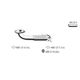 Ernst Abgasrohr vorne f&uuml;r FORD 1114762 1518061 ME1S7J-5246-J1C 344418