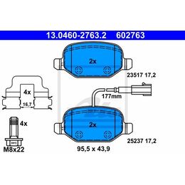 ATE Bremsensatz, Scheibenbremse 1420-41892 hinten rechts links voll 251mm f&uuml;r FIAT 77365752 51805559 51865132