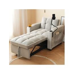 ABRIHOME 3-in-1 Einzel-Schlafsofa mit Schlaffunktion in Grauweiß | Gr.: onesize