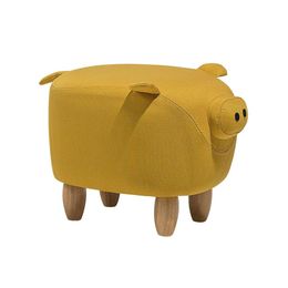 Beliani Tierhocker PIGGY in Gelb/Braun - (W) 50 x (H) 35 x (L) 32 cm | Gr.: onesize