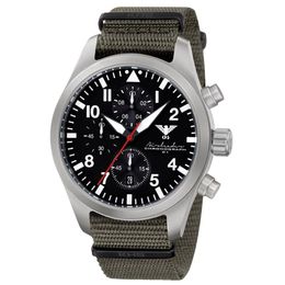 Khs Herrenuhr Airleader Chronograph Olivgrün/Stahl | Gr.: onesize