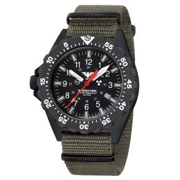 Khs Herrenuhr Quarz Shooter MKII mit Natoband Oliv Schwarz / Grün | Gr.: onesize