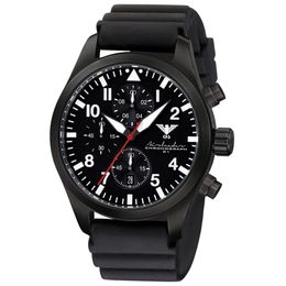 Khs Herrenuhr Airleader Chronograph Schwarz mit Taucherband | Gr.: onesize