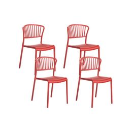 Beliani 4er-Set Esszimmerstuhl GELA in Rot | Gr.: onesize