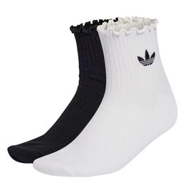adidas originals Socken 'RUFFLE QUARTER' Damen Gr&ouml;&szlig;e 34/36 schwarz / wei&szlig;