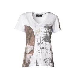 Roberto Geissini Half Skull T-Shirt Wei&szlig; | Gr.: L