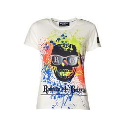 Roberto Geissini Skull Graffiti T-Shirt Wei&szlig; | Gr.: XL