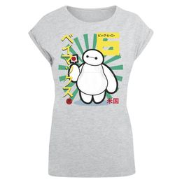 F4NT4STIC Extended Shoulder T-Shirt Big Hero 6 Baymax Lollypop in grau meliert | Gr.: 4XL