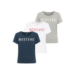 Mustang T-Shirt 3er Pack in Wei&szlig;/Grau/Dunkelblau | Gr.: XS