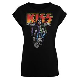 F4NT4STIC Extended Shoulder T-Shirt Kiss Rock Band Neon in schwarz | Gr.: XS