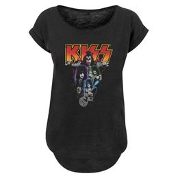 F4NT4STIC Long Cut T-Shirt Kiss Rock Band Neon in schwarz | Gr.: XXL