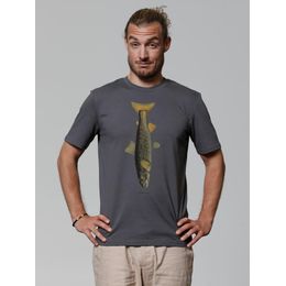 wat? Apparel T-Shirt Forelle in Grau | Gr.: 56