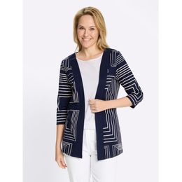 Sieh an! Long-Shirtjacke in marine-ecru-bedruckt | Gr.: 38