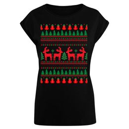 F4NT4STIC T-Shirt Christmas Reindeers Weihnachten Muster in schwarz | Gr.: 3XL