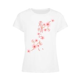 F4NT4STIC Ladies Box T-Shirt Kirschblüten in weiß | Gr.: XS