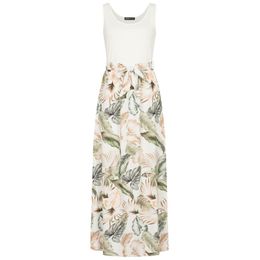 Cloud5ive Cloud5ive Damen Tank Top Maxi Kleid 2-Tone mit Bindeg&uuml;rtel Tropical Print in white | Gr.: XS
