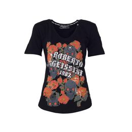 Roberto Geissini Flower T-Shirt Schwarz | Gr.: L