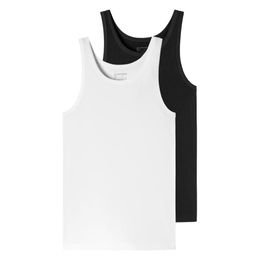 Schiesser Unterhemd / Tanktop 95/5 Organic Cotton in Schwarz / Wei&szlig; | Gr.: M